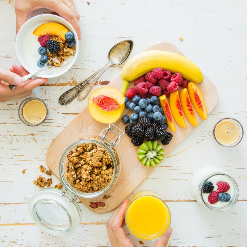 Breakfast with Fresh Fruits and Berries Stock Image - Image of dessert ...