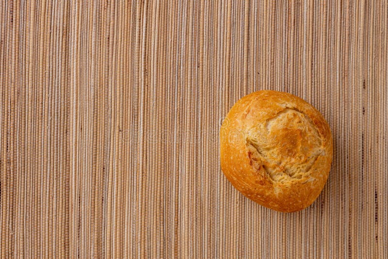 Breakfast with a Fresh Rustic Bun Stock Photo - Image of tasty, plate ...