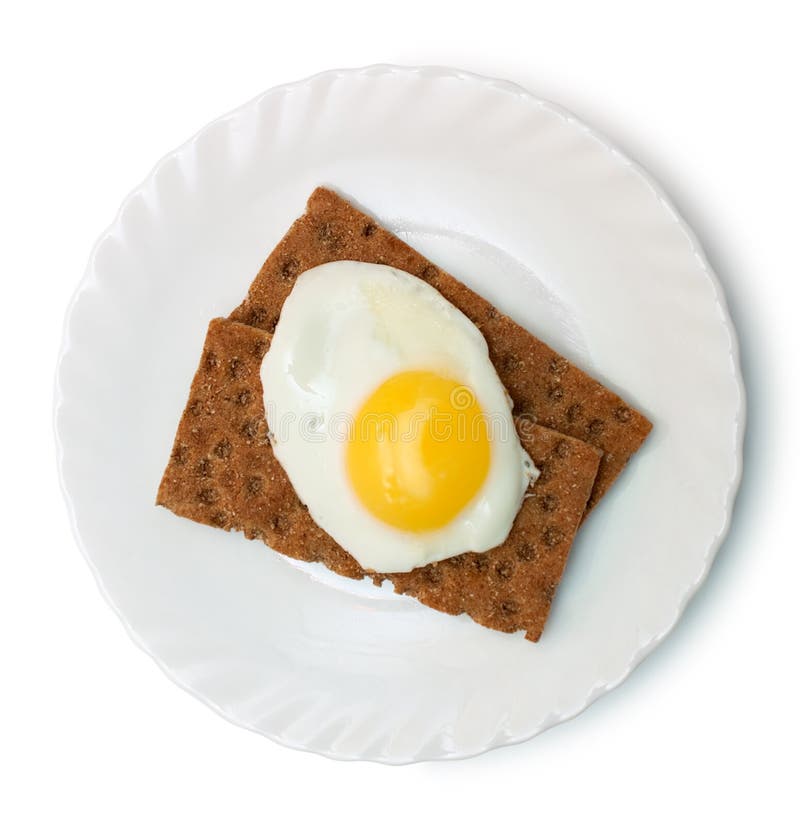 Breakfast: Fried Egg and Crisp Bread on Plate Stock Photo - Image of ...