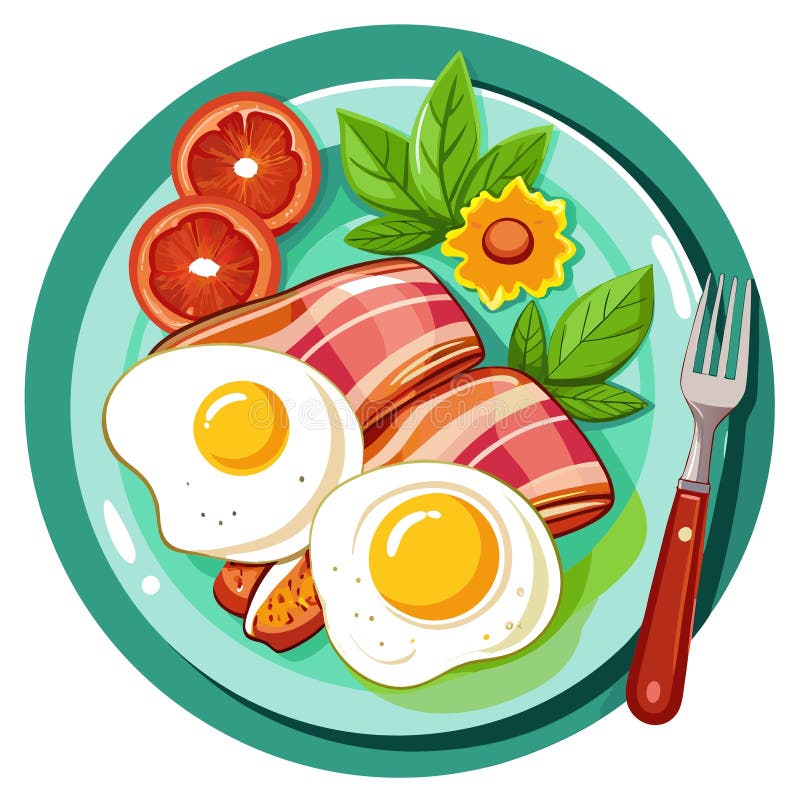 Breakfast Of Fried Eggs And Bacon Stock Vector Illustration Of Chops Brunch 330943270
