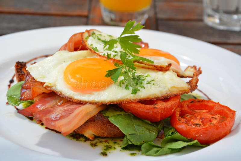 Breakfast with Fried Eggs, Bacon and Tomatoes Stock Image - Image of ... Breakfast with Fried Eggs, Bacon and Tomatoes Stock Image - Image of ...
