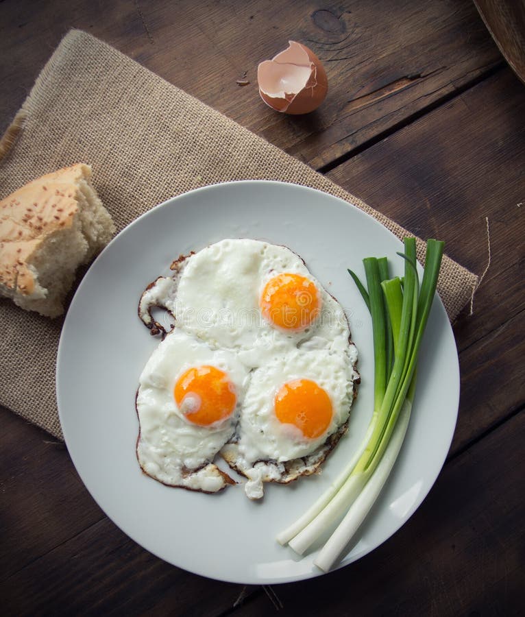 Breakfast with Fried Eggs and Onion Stock Image - Image of vegetable ...