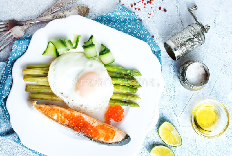 Breakfast stock image. Image of fish, salad, breakfast - 143364193