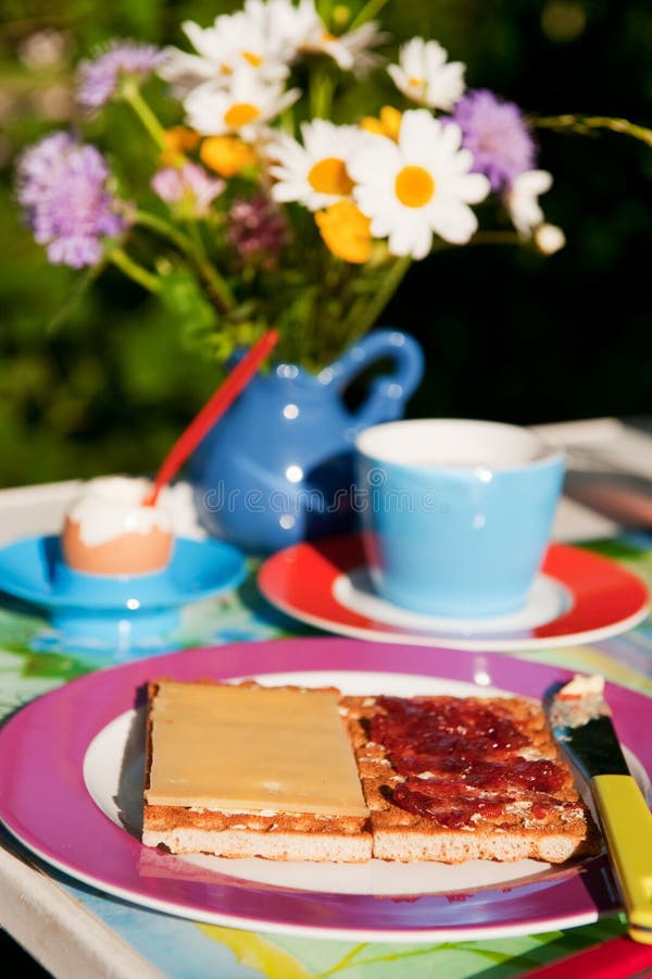 Breakfast in the garden stock image. Image of cheerful - 16333375