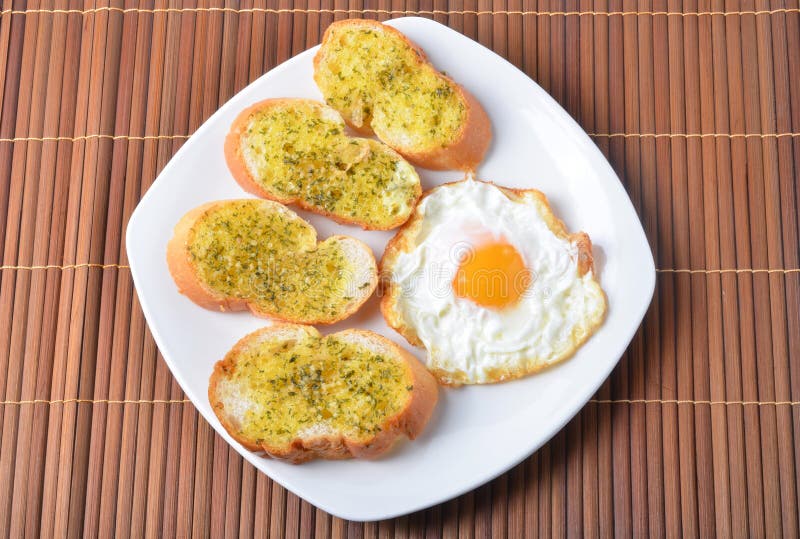 Breakfast, Garlic Bread,fried Egg Stock Image - Image of kitchen ...