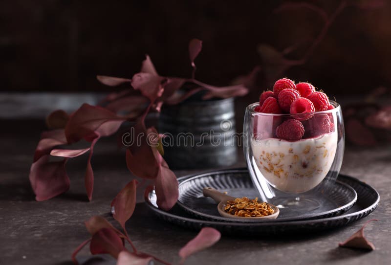 Breakfast in a Glass Granola Yogurt and Berries Stock Image - Image of ...