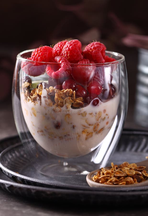 Breakfast in a Glass Granola Yogurt and Berries Stock Photo - Image of ...