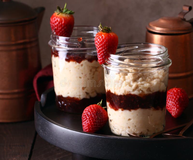 Porridge with jam stock photo. Image of porridge, nutrition - 229182672