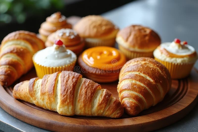 Breakfast Goodies at Fresh Bakery Stock Illustration - Illustration of ...