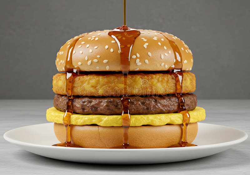 Breakfast Hamburger Stack Food Photography Stock Illustration ...