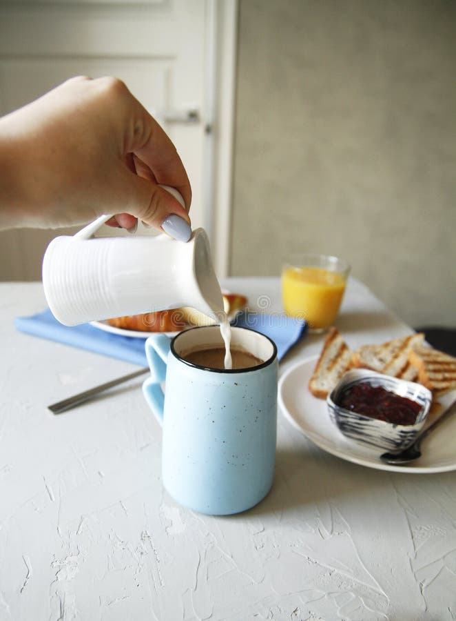 Breakfast. Side View. Light Background Stock Image - Image of ...