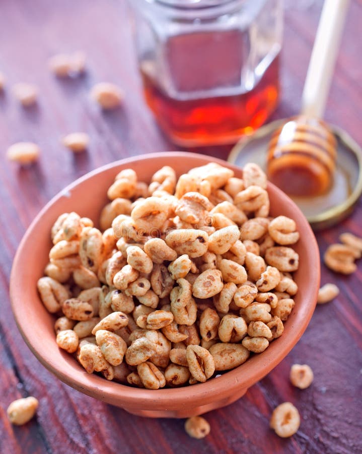 Breakfast with honey stock image. Image of granola, flax - 46126465