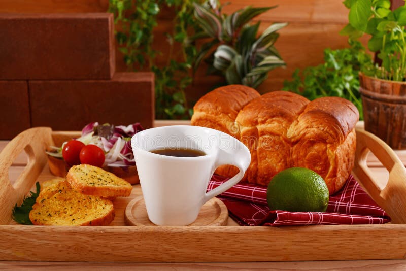 Coffee and bread stock photo. Image of cappuccino, bunch - 112443228