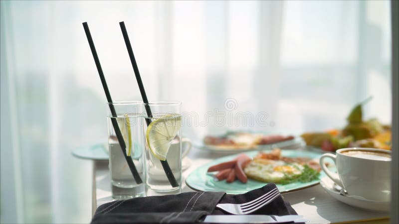 Breakfast in Bed, Cozy Hotel Room. Concept. Breakfast in the Hotel Room ...