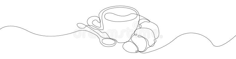 Breakfast Icon Line Continuous Drawing Vector. One Line Coffee with a ...