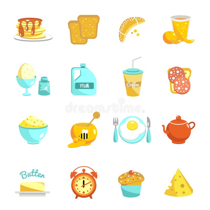 Breakfast Icon Set stock vector. Illustration of croissant - 70963848