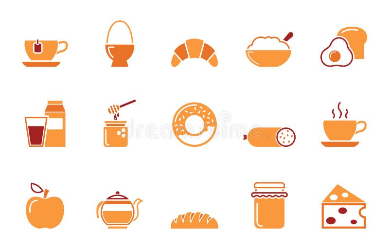 Breakfast icon set stock illustration. Illustration of breakfast ...