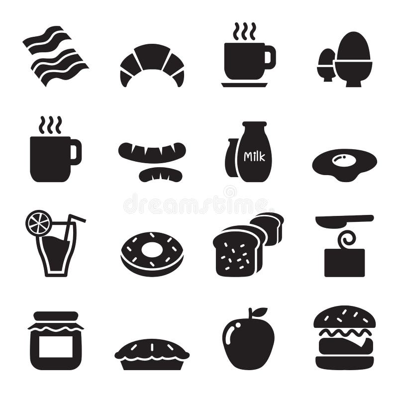 Breakfast icons set stock vector. Illustration of fried - 72473449