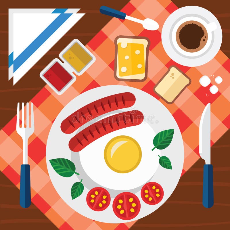 Breakfast Illustration with Fresh Food in a Flat Design Stock Vector ...