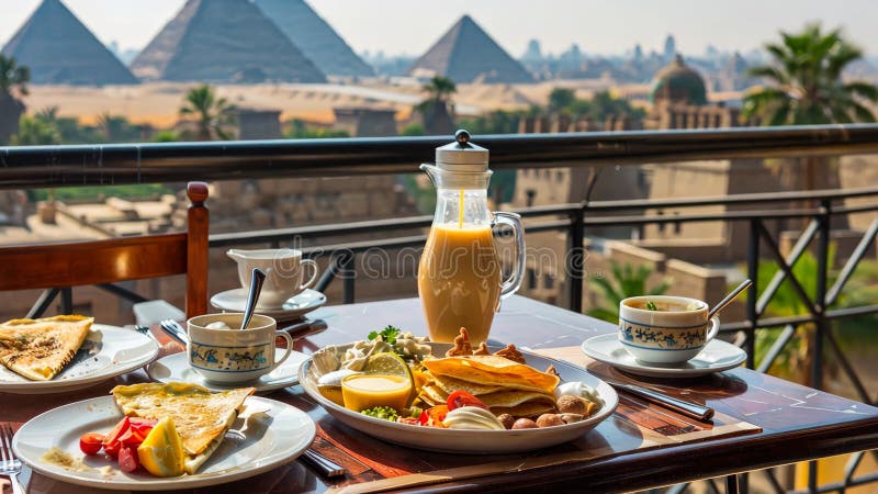 Breakfast Includes Freshly Made Dishes with the Iconic Pyramids in the ...