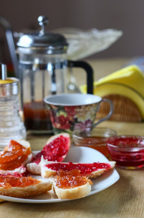 Breakfast with jam stock image. Image of sandwich, bread - 40253505