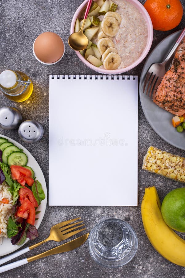 Breakfast, Lunch and Dinner. Balanced Menu Stock Image - Image of green ...