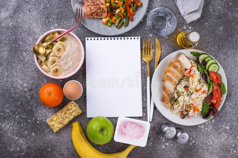 Breakfast, Lunch and Dinner. Balanced Menu Stock Photo - Image of carbs ...