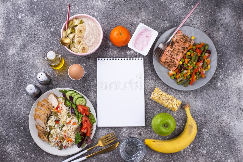Breakfast, Lunch and Dinner. Balanced Menu Stock Image - Image of ...