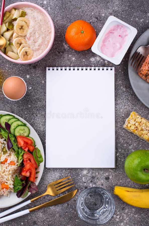 Breakfast, Lunch and Dinner. Balanced Menu Stock Photo - Image of ...