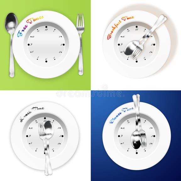 Breakfast, Lunch, Dinner Time Concept Stock Illustration - Illustration ...