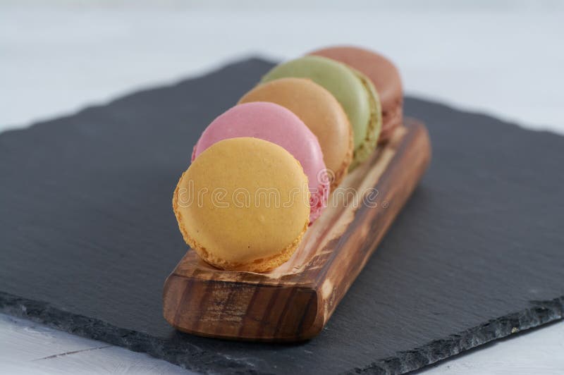 Breakfast of Macarons Wooden Splint Stock Image - Image of candy, five ...