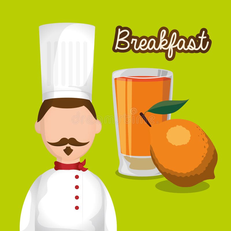 Breakfast Chef stock illustration. Illustration of line - 122132