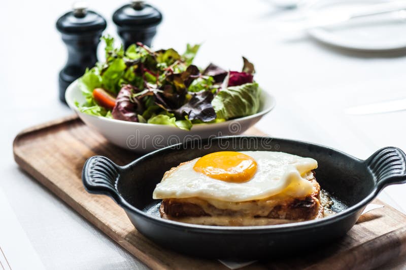 Breakfast Menu with Beautiful Fried Eggs and Bread Stock Photo - Image ...