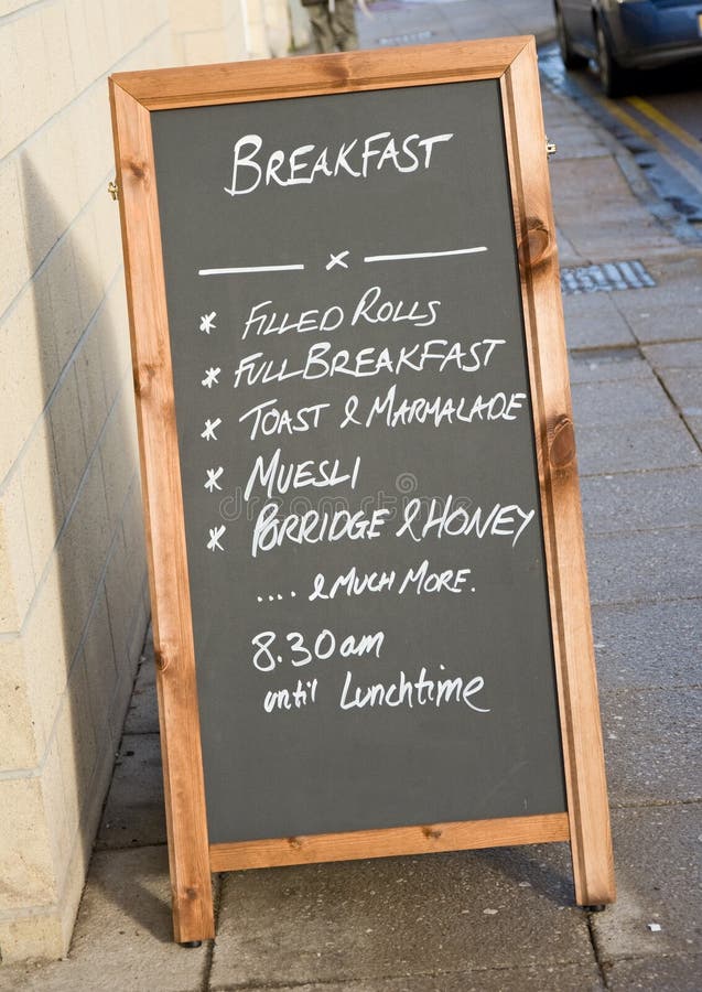 Breakfast Menu on Black Board. Stock Photo - Image of breakfast, muesli ...