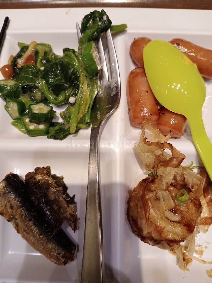 Breakfast Menu, Food , Fish , Sosis, Vagetables. Stock Photo - Image of ...