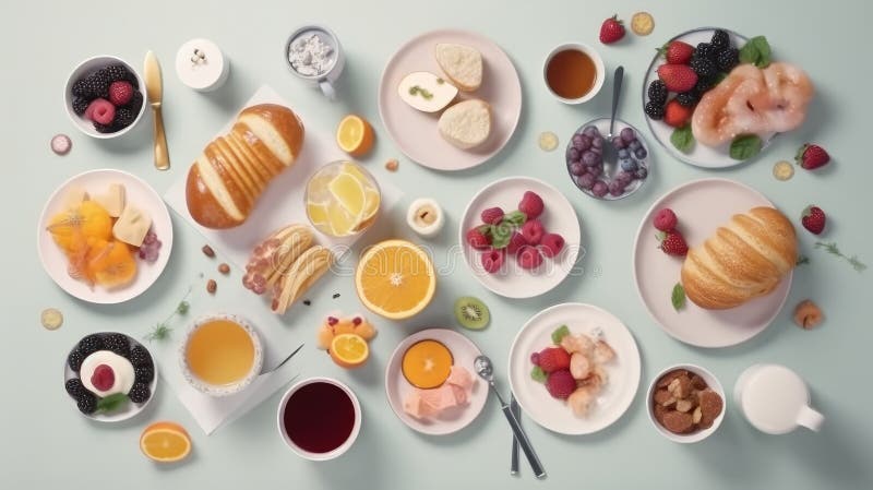 Breakfast Menu Foods. Generative Ai Stock Illustration - Illustration ...