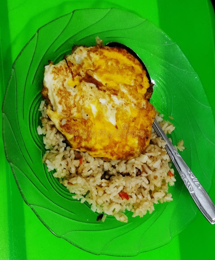 Breakfast Menu of Fried Rice and Fried Eggs Stock Image - Image of ...