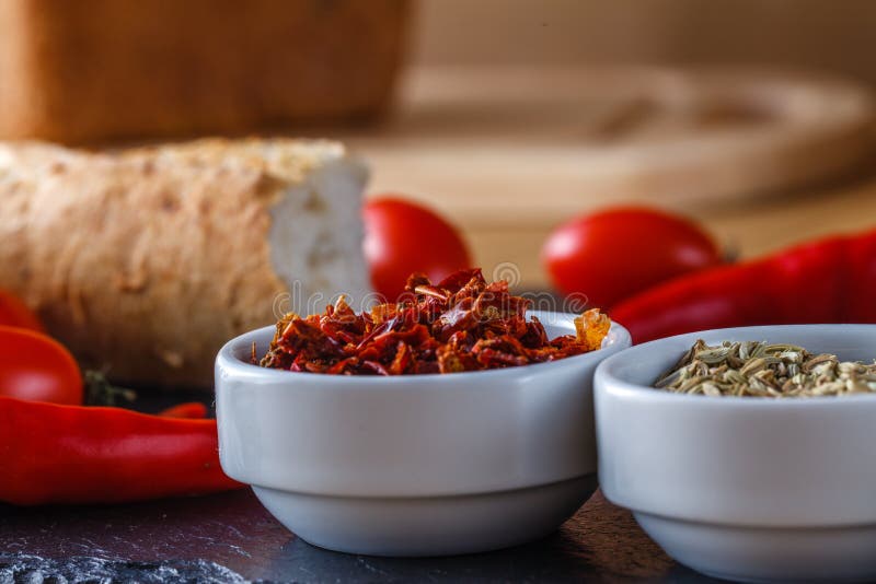 Breakfast Menu Recipe with Spices Stock Photo - Image of fennel, slate ...
