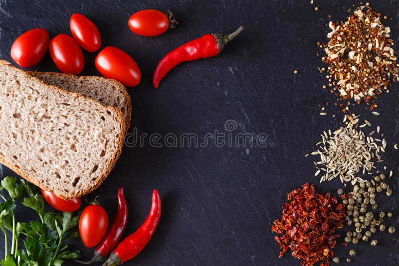 Breakfast Menu Recipe with Spices Stock Image - Image of black, bread ...