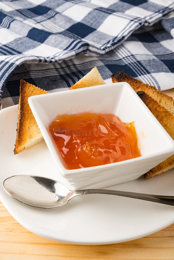 Breakfast with Toast and Jam Stock Photo - Image of clear, towel: 86336162