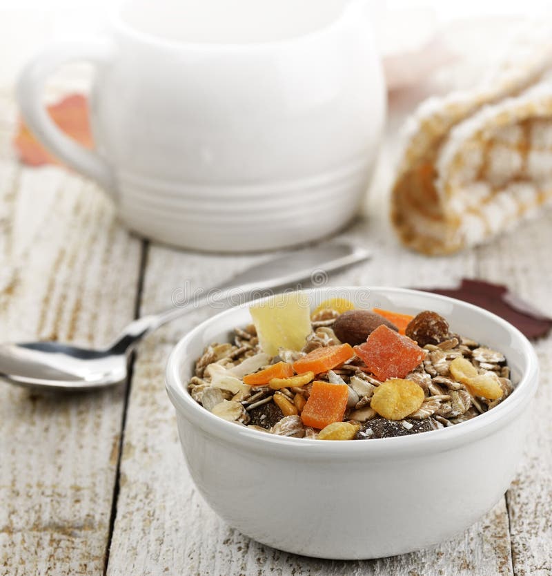 Breakfast with Muesli stock image. Image of muesli, cereal - 27432411