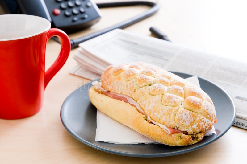 Breakfast at the Office stock photo. Image of fresh, desk - 7316134