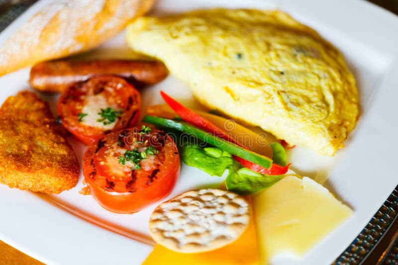 Breakfast with omelet stock image. Image of plate, breakfast - 40371803