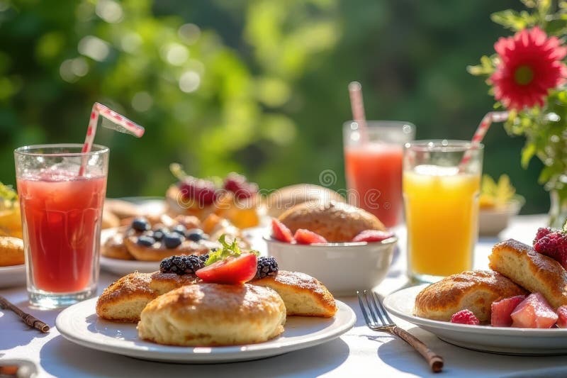 Breakfast in the Open Air stock illustration. Illustration of fresh ...