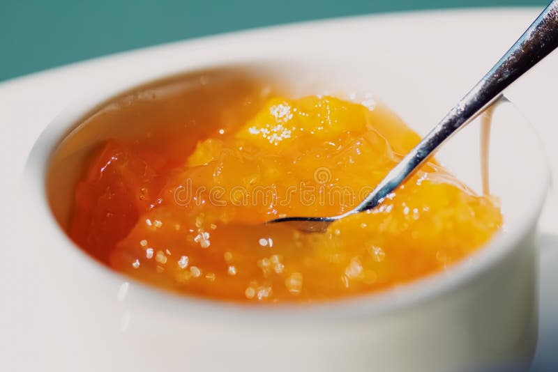Breakfast Outdoors in Summer, Ham, Jam, Butter and Ham Stock Image ...
