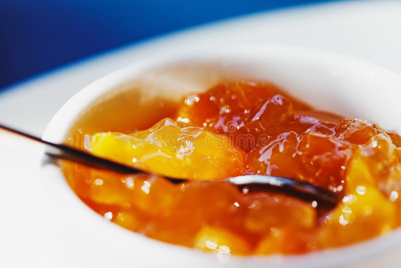 Breakfast Outdoors in Summer, Ham, Jam, Butter and Ham Stock Photo ...