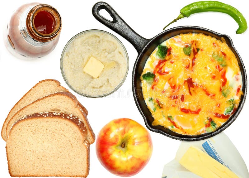 Breakfast Over White stock photo. Image of gluten, eggs - 39105196