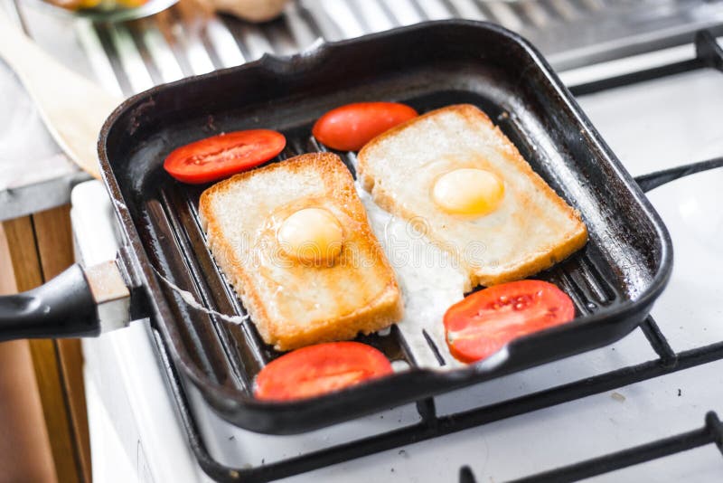 Breakfast on pan stock photo. Image of grease, closeup - 26201822