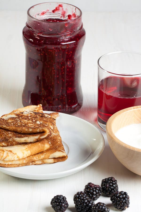 Breakfast with pancakes stock photo. Image of daisy, breakfast - 18257360