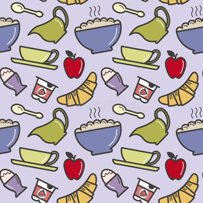 Breakfast pattern stock vector. Illustration of apple - 46672289